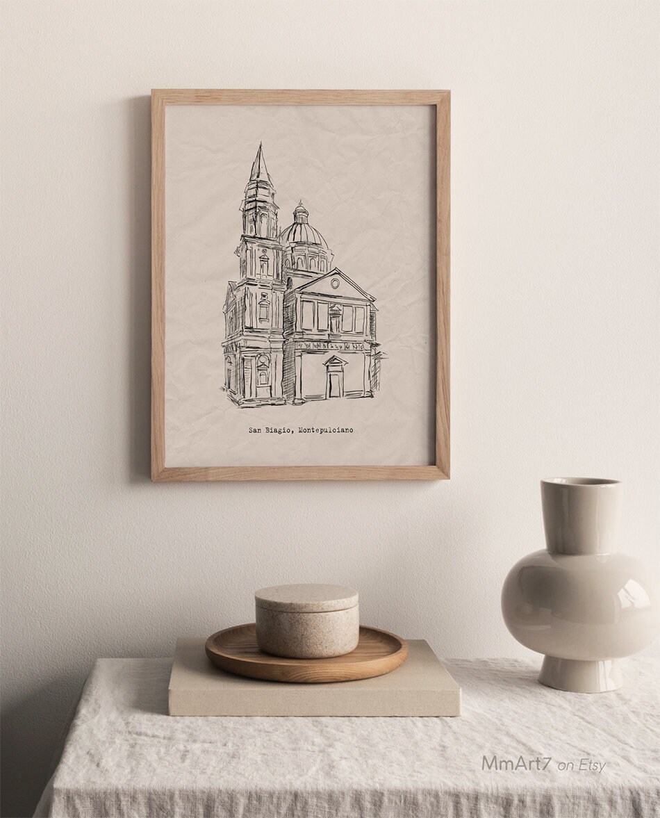 Vintage Architecture Print Line Drawing Pencil Sketch Line Art San ...