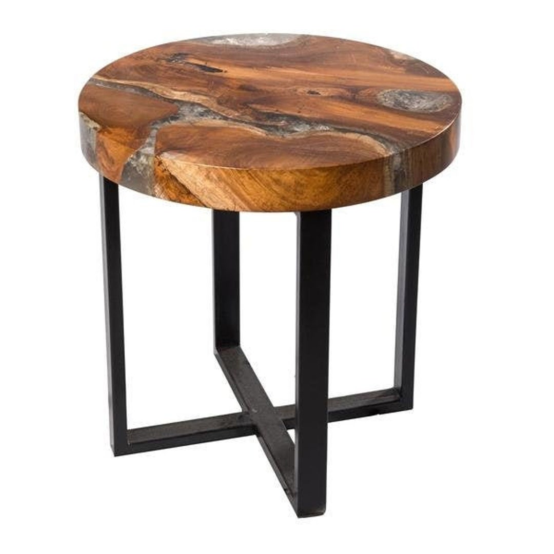 Round Teak Root and Resin Side Table CR-2020 - Etsy