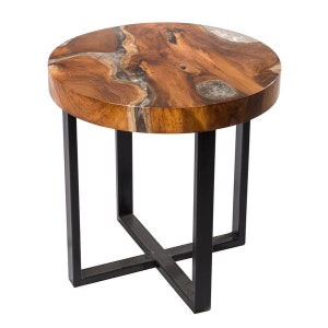 Round Teak Root and Resin Side Table CR-2020 - Etsy