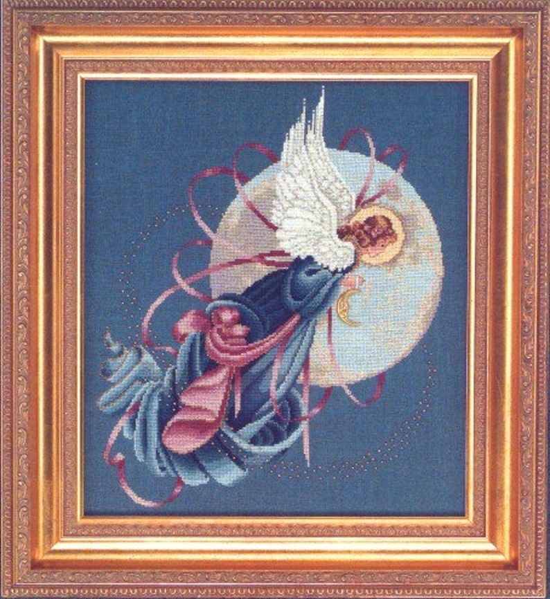 BLUE MOON Angel FREE Insured Shipping Counted Cross Stitch - Etsy