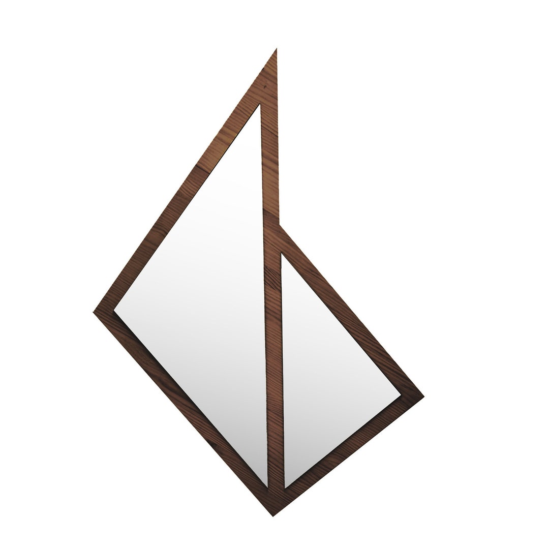 Walnut-stained Oak Triangular Polygon Mirror - Etsy