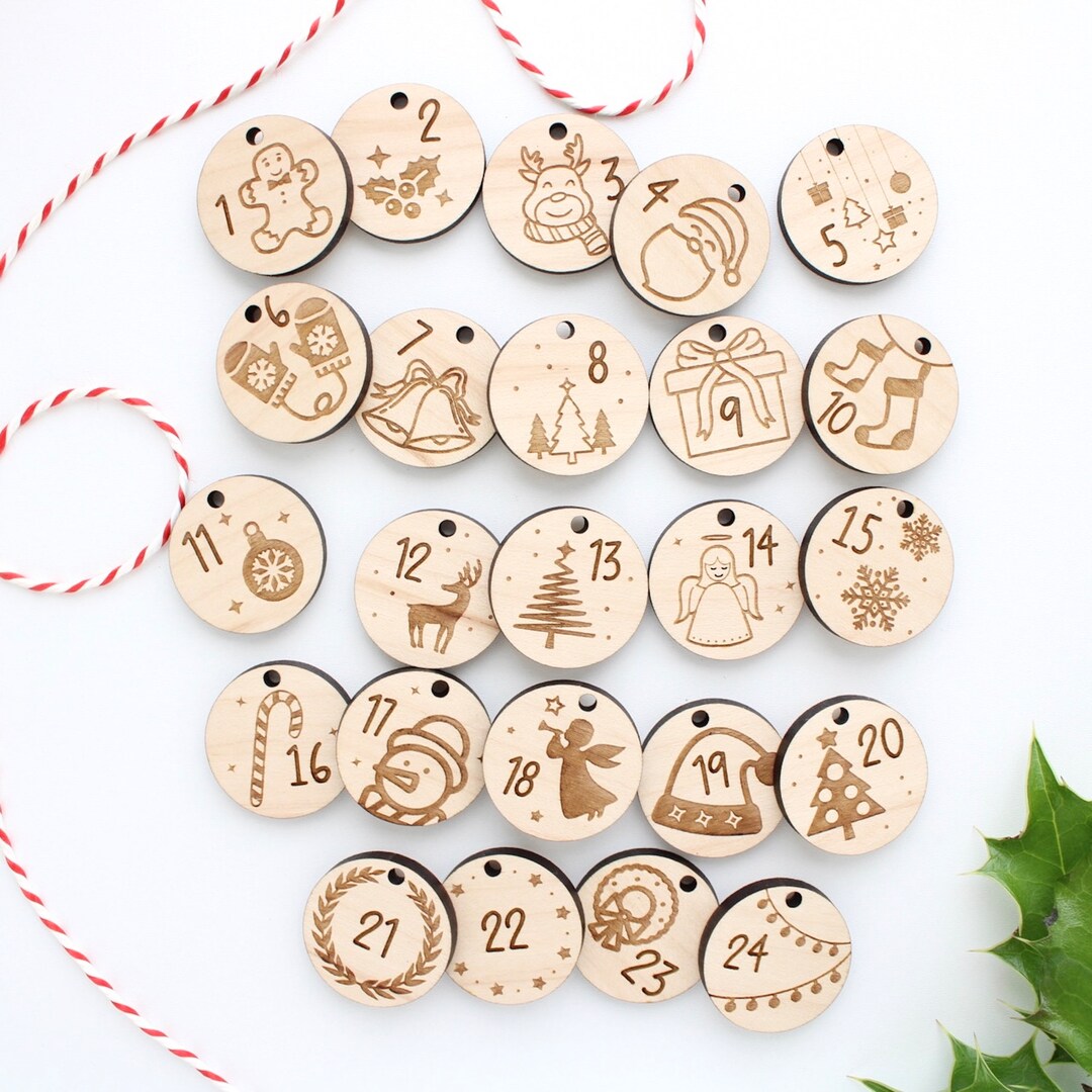 DIY Advent Calendar Tags: Wooden Christmas Countdown Set - Etsy