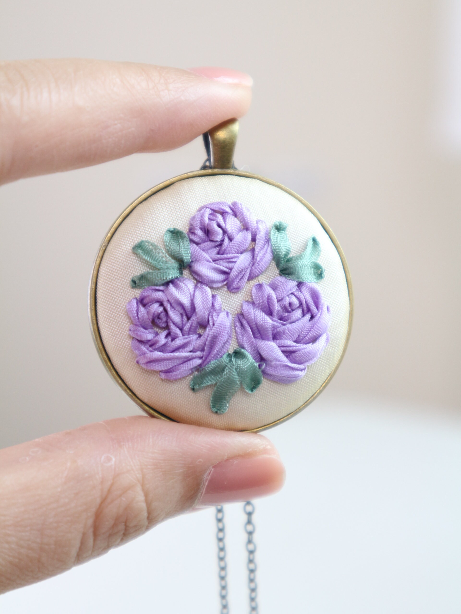 Purple Rose Pendant Necklace. June Birthday Month Jewelry. - Etsy