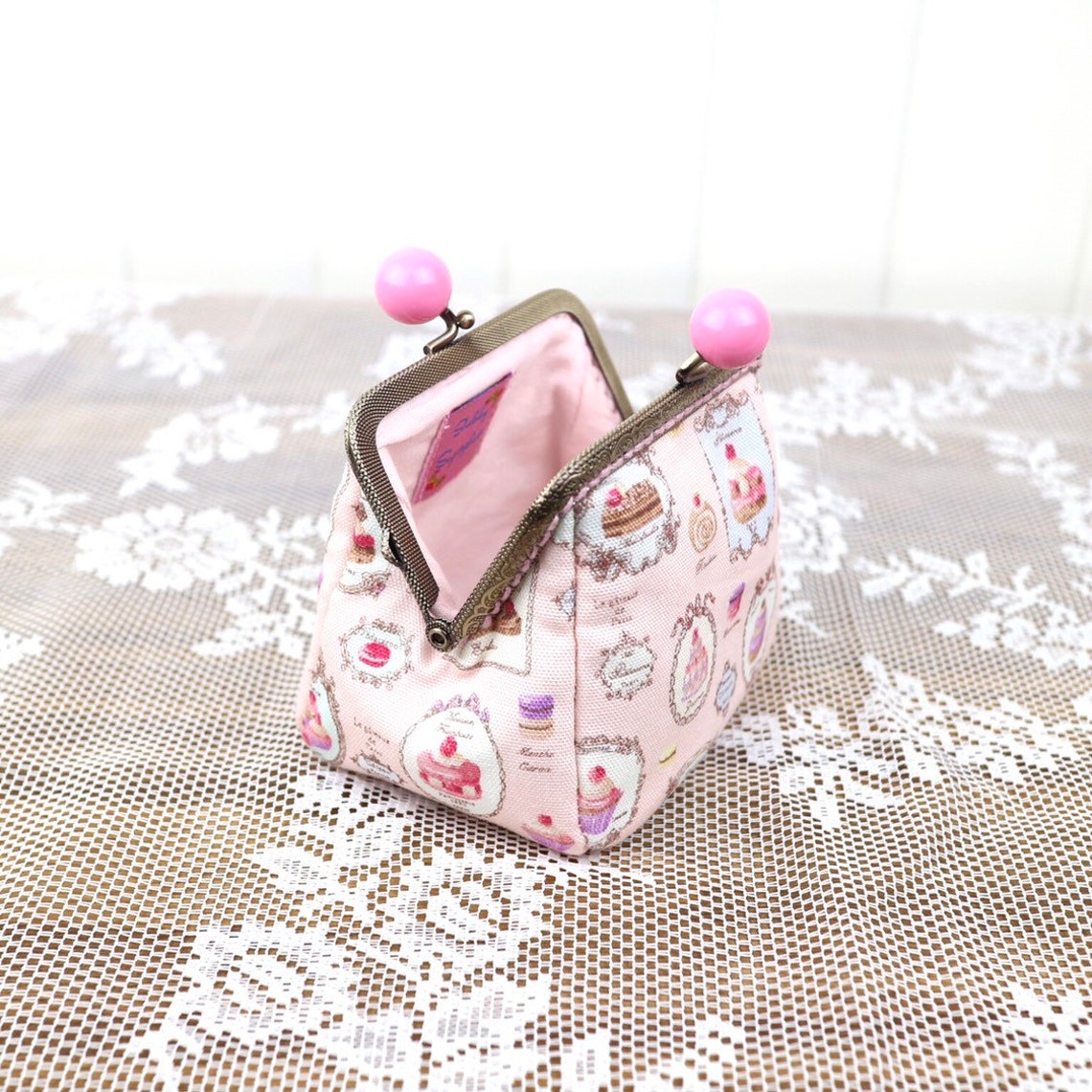 Pink Cosmetic Pouch / Coin Purse With Metal Clasp. Home Made Coin Purse ...