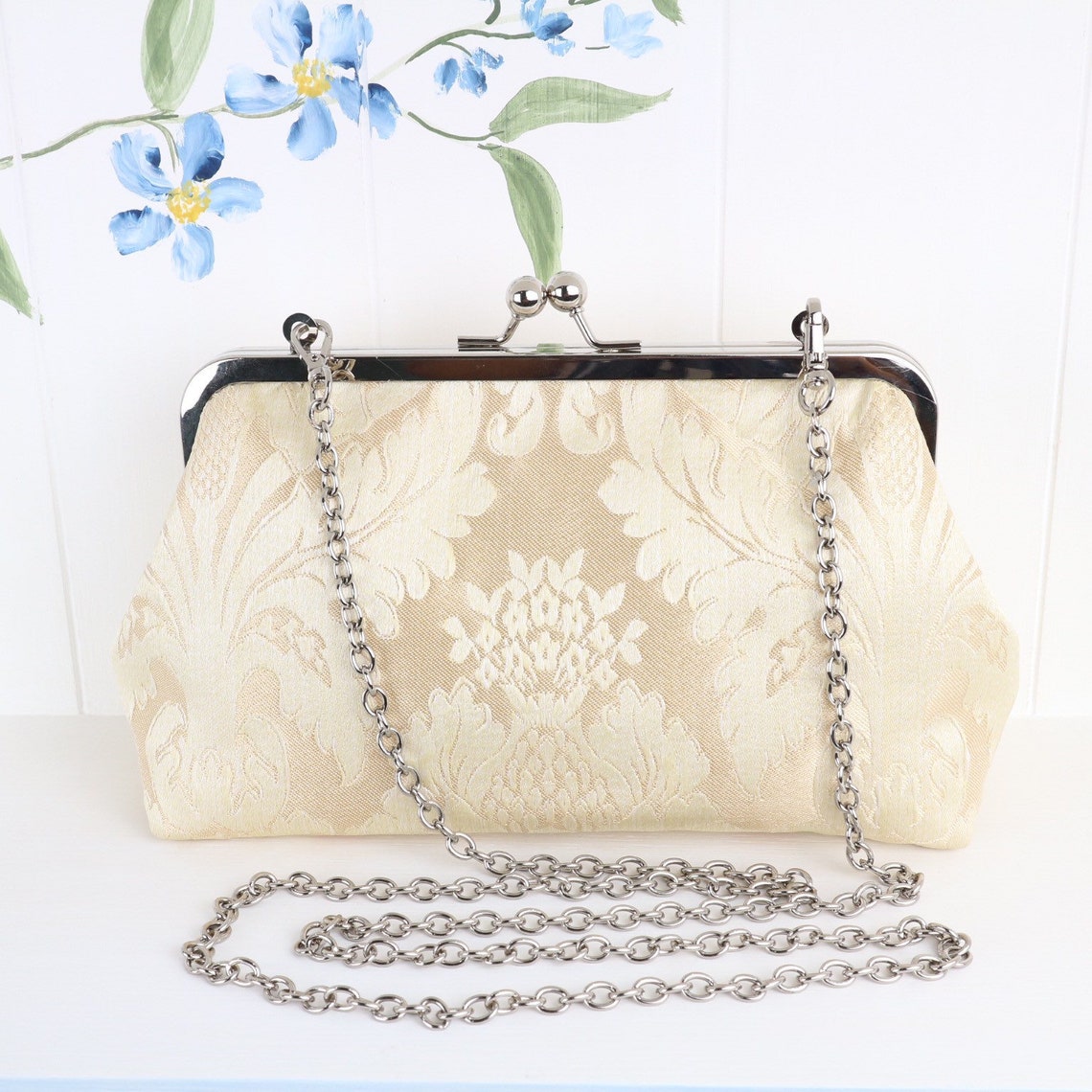 Victorian purse. Damask pattern. Jacquard fabric. Wedding | Etsy