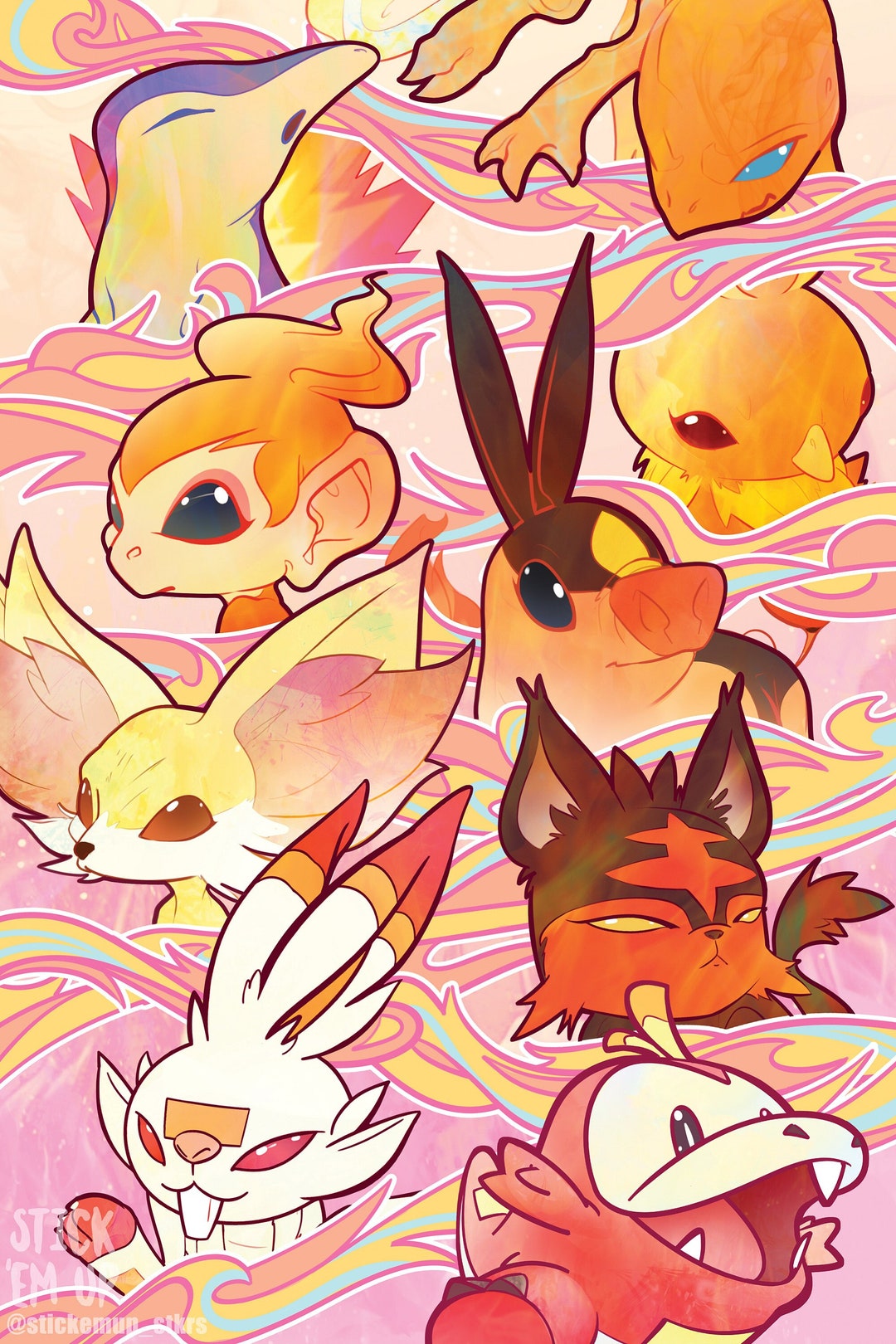 Pokémon Fire Starters Poster/print - Etsy