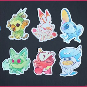 Pokémon Grookey, Sobble, Scorbunny Gen 8 Starters galar Die-cut Vinyl ...