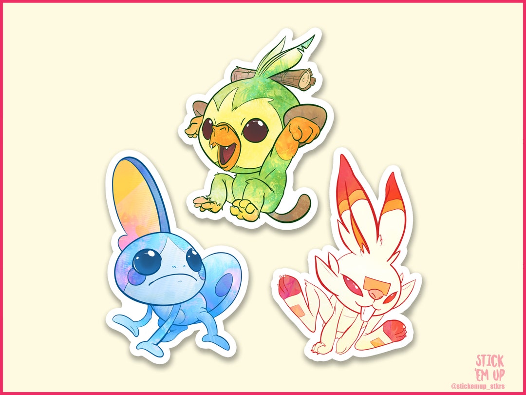 Pokémon Grookey, Sobble, Scorbunny Gen 8 Starters galar Die-cut Vinyl ...