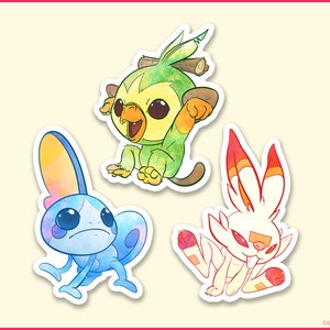 Pokémon Grookey, Sobble, Scorbunny Gen 8 Starters galar Die-cut Vinyl ...