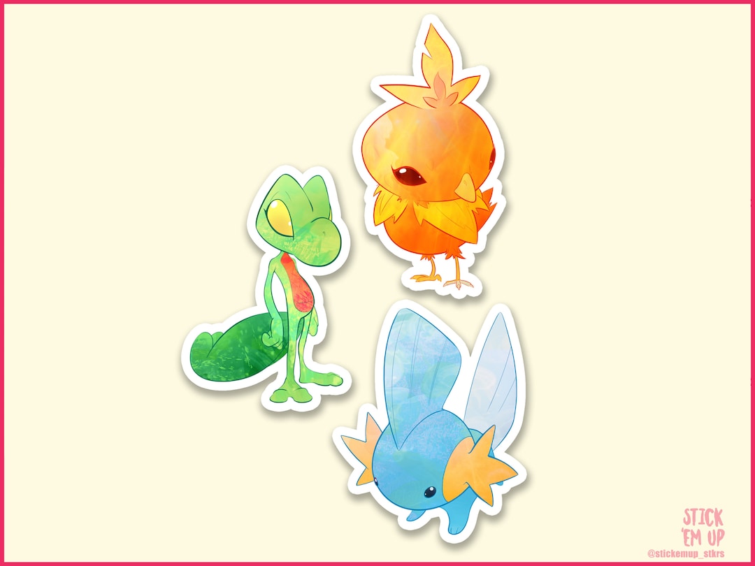 Pokémon - Treecko, Mudkip, Torchic - Gen 3 Starters (hoenn) - Die-cut ...