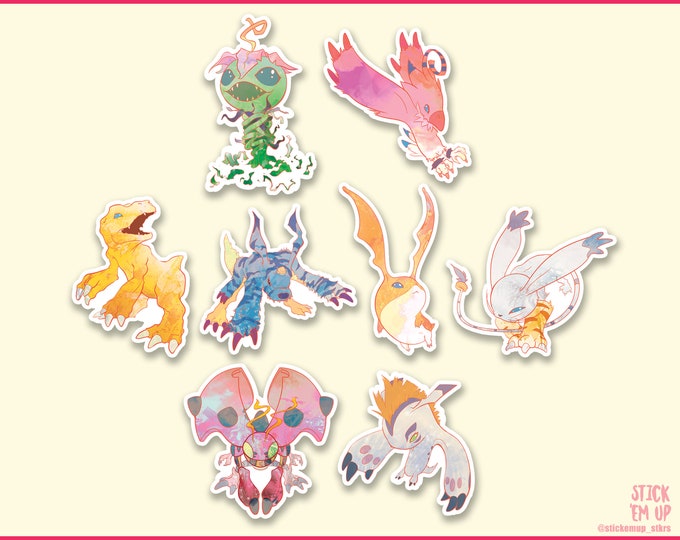Digimon Adventure 01 Die-cut Vinyl Stickers Agumon, Gabumon, Gatomon ...