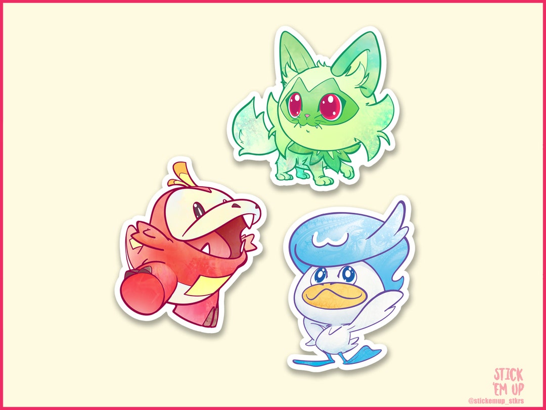 Pokémon Sprigatito, Fuecoco, Quaxly, Gen 9 Starters paldea Die-cut Vinyl Stickers - Etsy