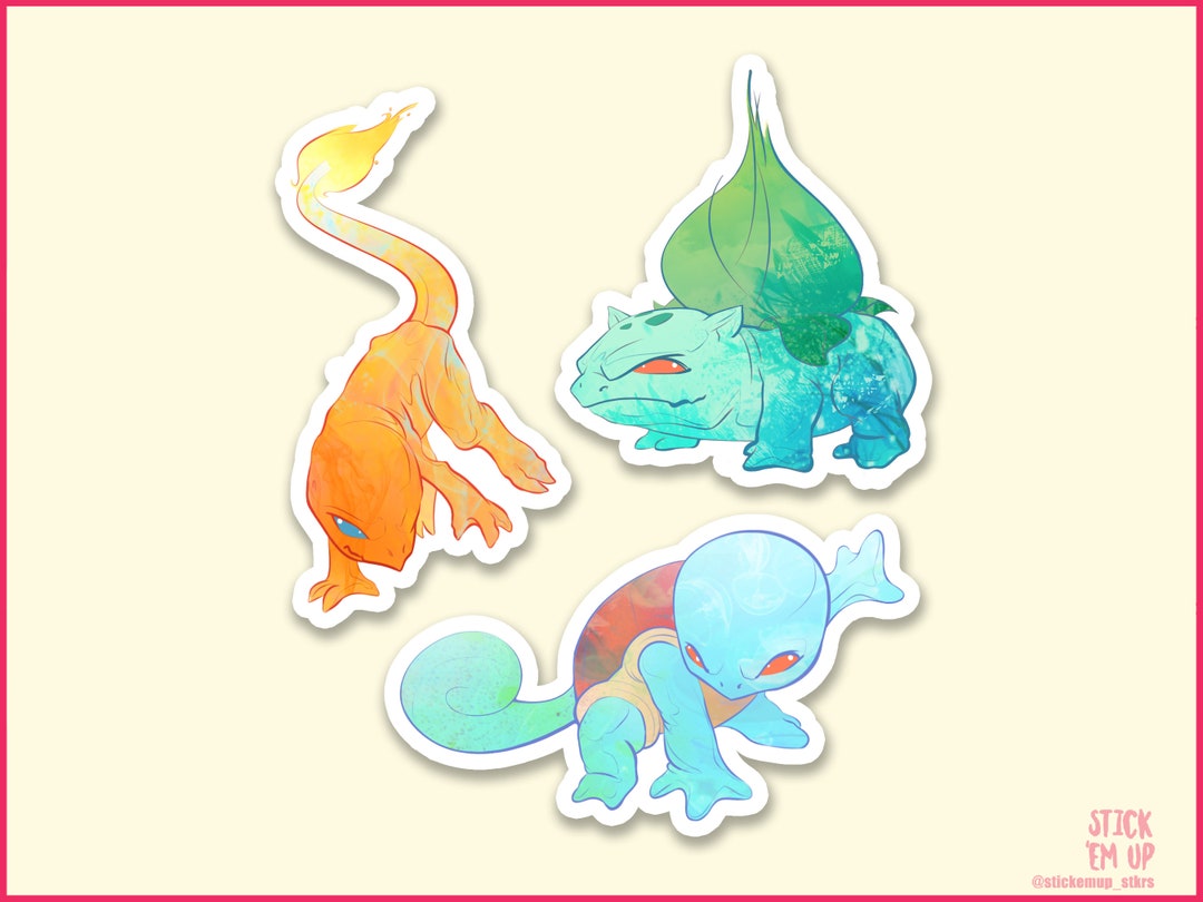 Pokémon Bulbasaur, Squirtle, Charmander Gen 1 Starters kanto Die-cut ...