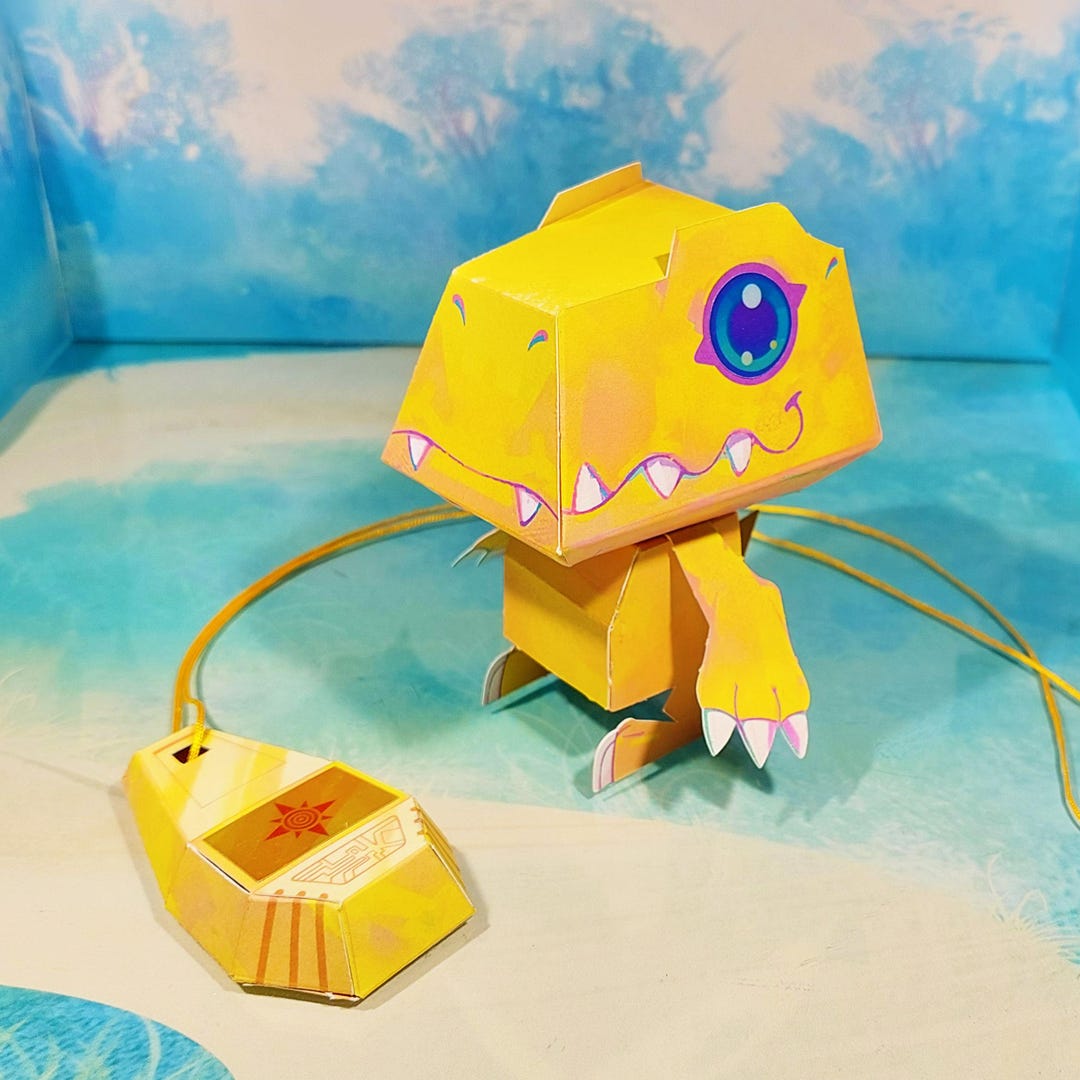 Digimon - Agumon Papercraft Model Kit (crest Included) - Etsy