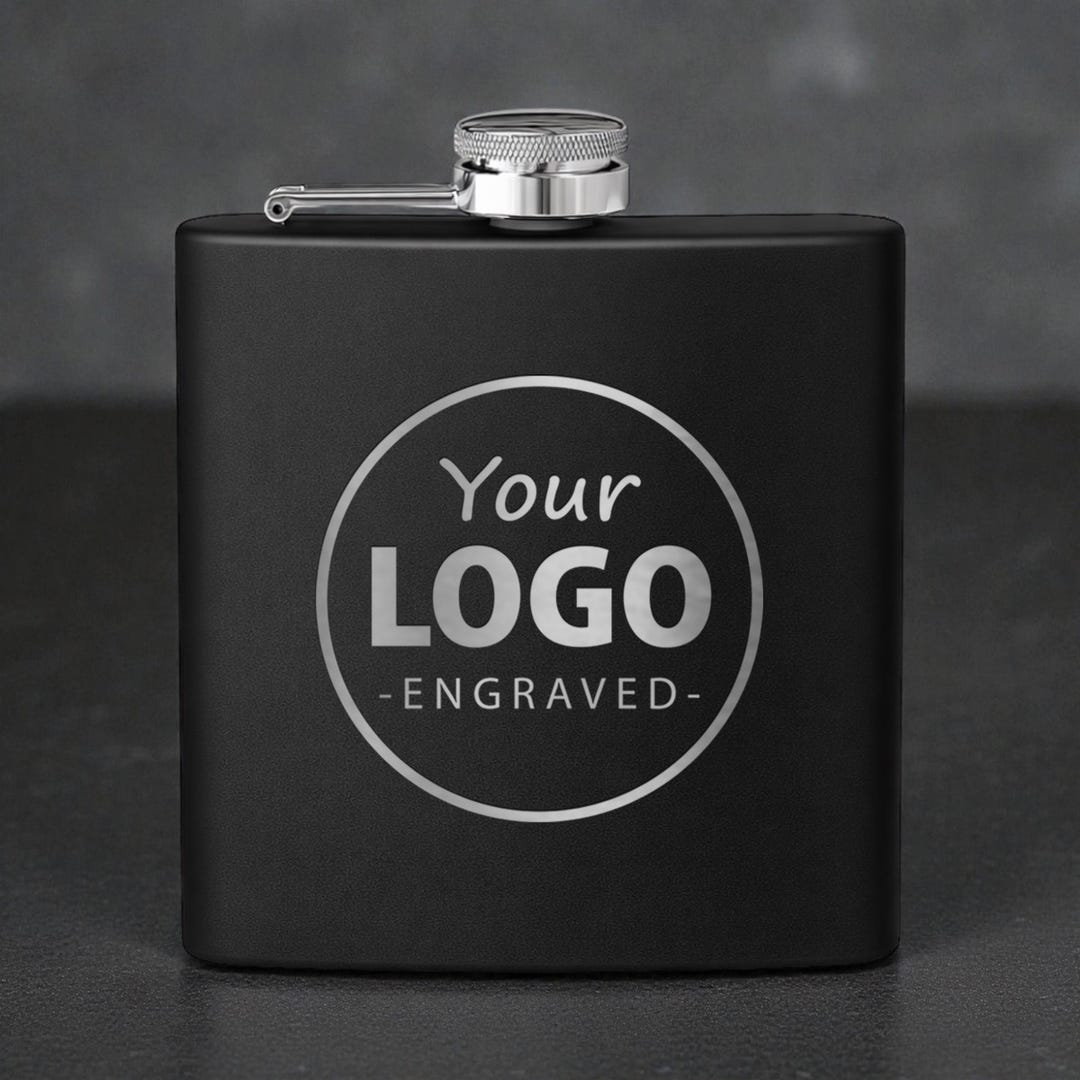 Custom Black or White Flask Laser Engraved With Your Logo or Image ...
