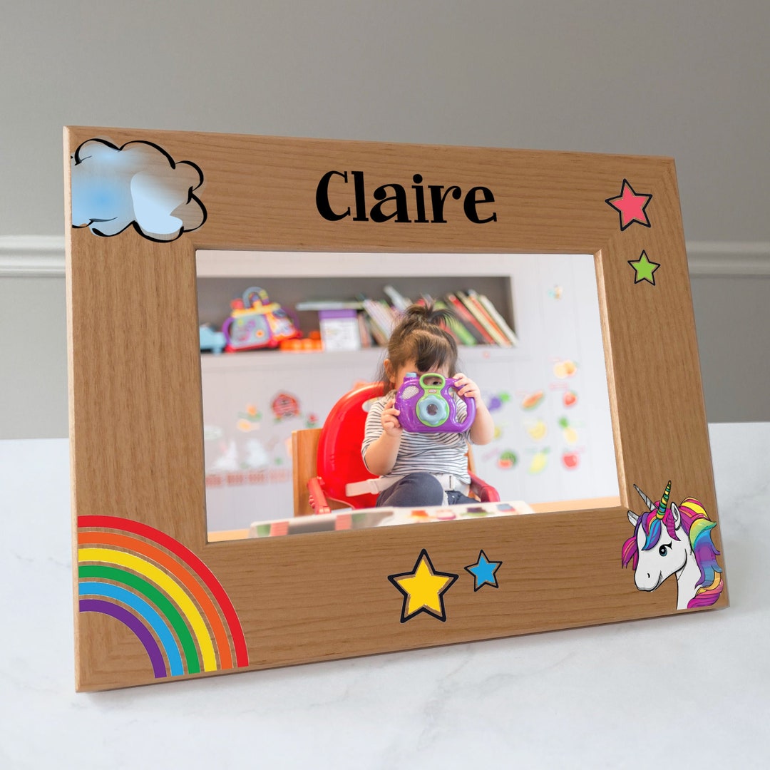 Unicorn Rainbow Picture Frame Personalized, Kids Picture Frame, Baby ...