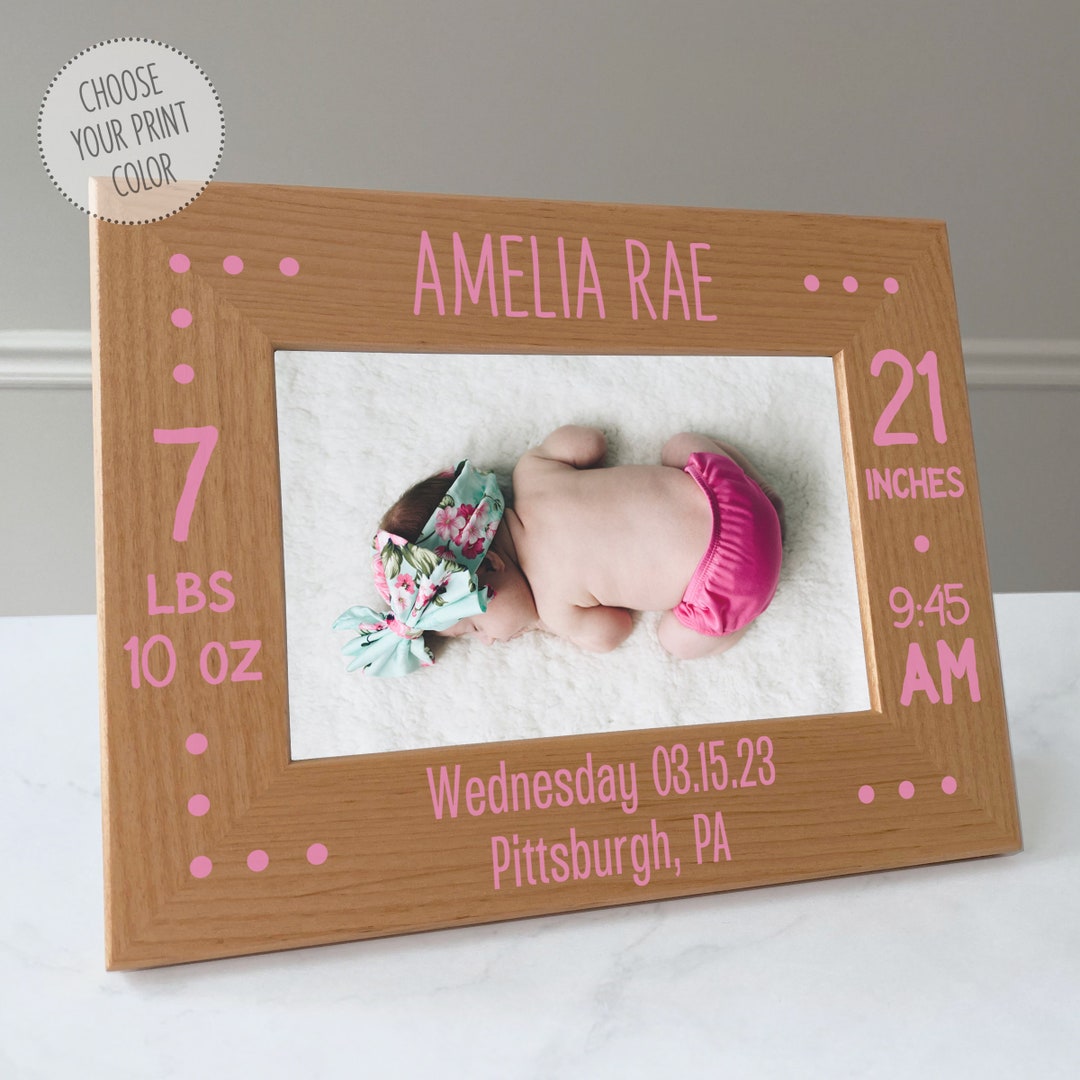 Birth Stats Picture Frame, Newborn Frame, Baby Shower Gift, Kids ...