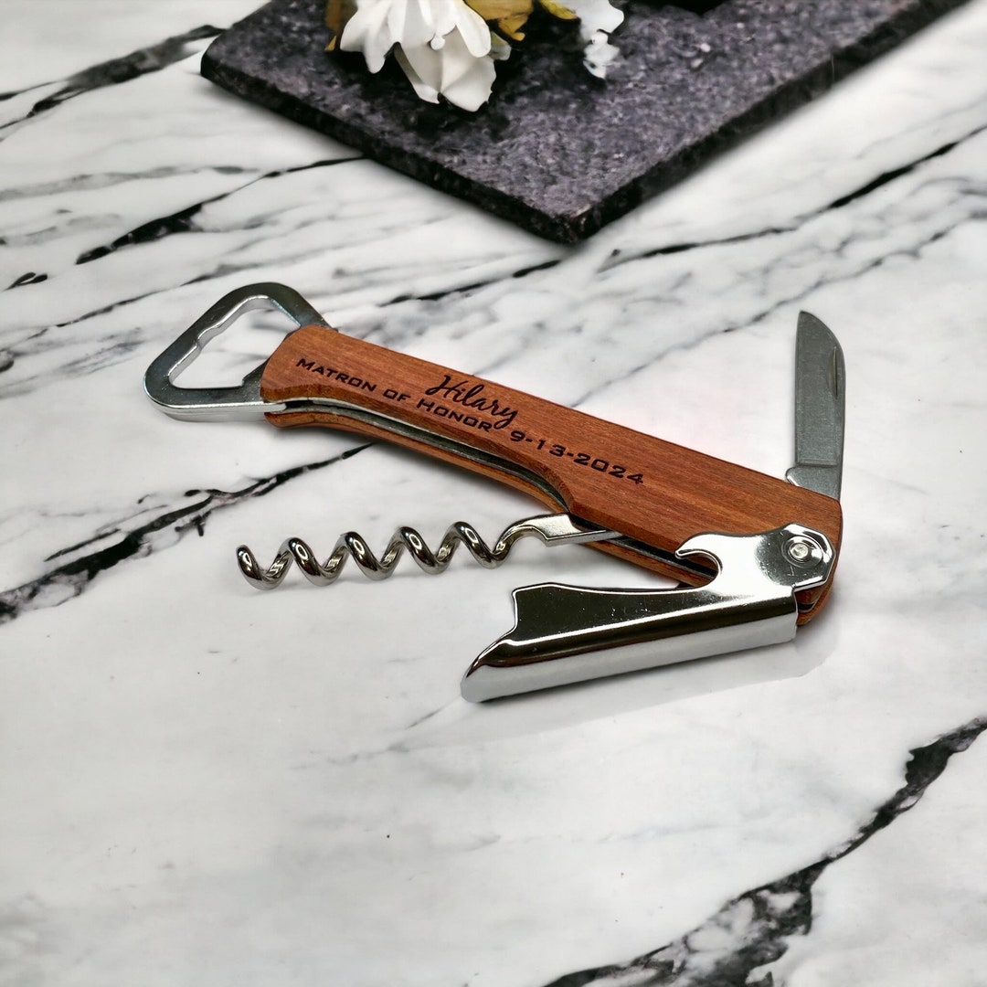 Personalized Engraved Corkscrew – Custom Bottle Opener, Wooden Wine ...