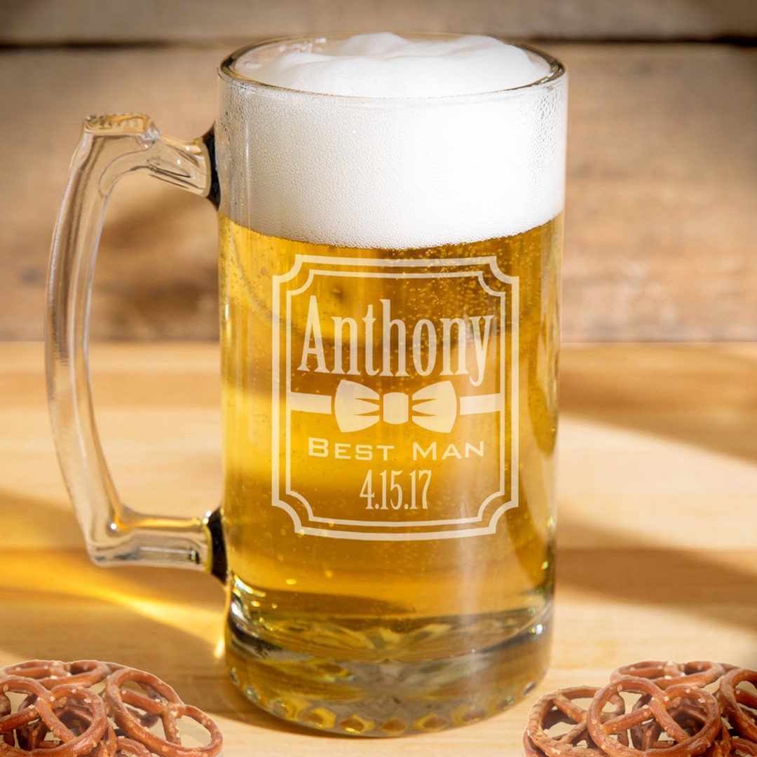 Groomsman Beer Mugs Engraved, Personalized Wedding Beer Glasses, Best ...