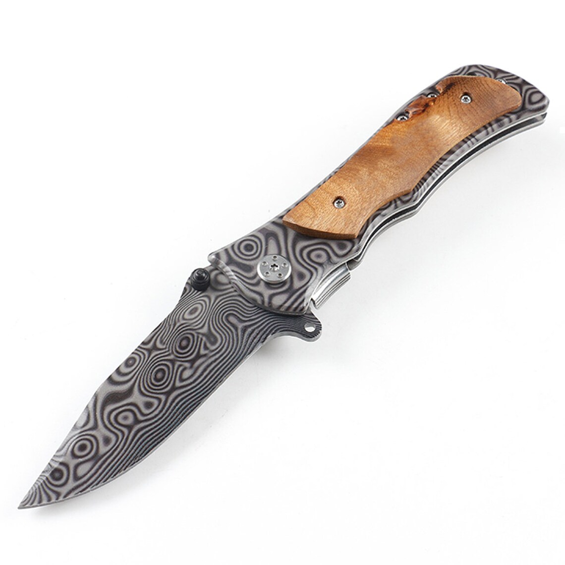 Personalized Engraved Pocket Knife, Damascus Pattern Knife / Laser ...