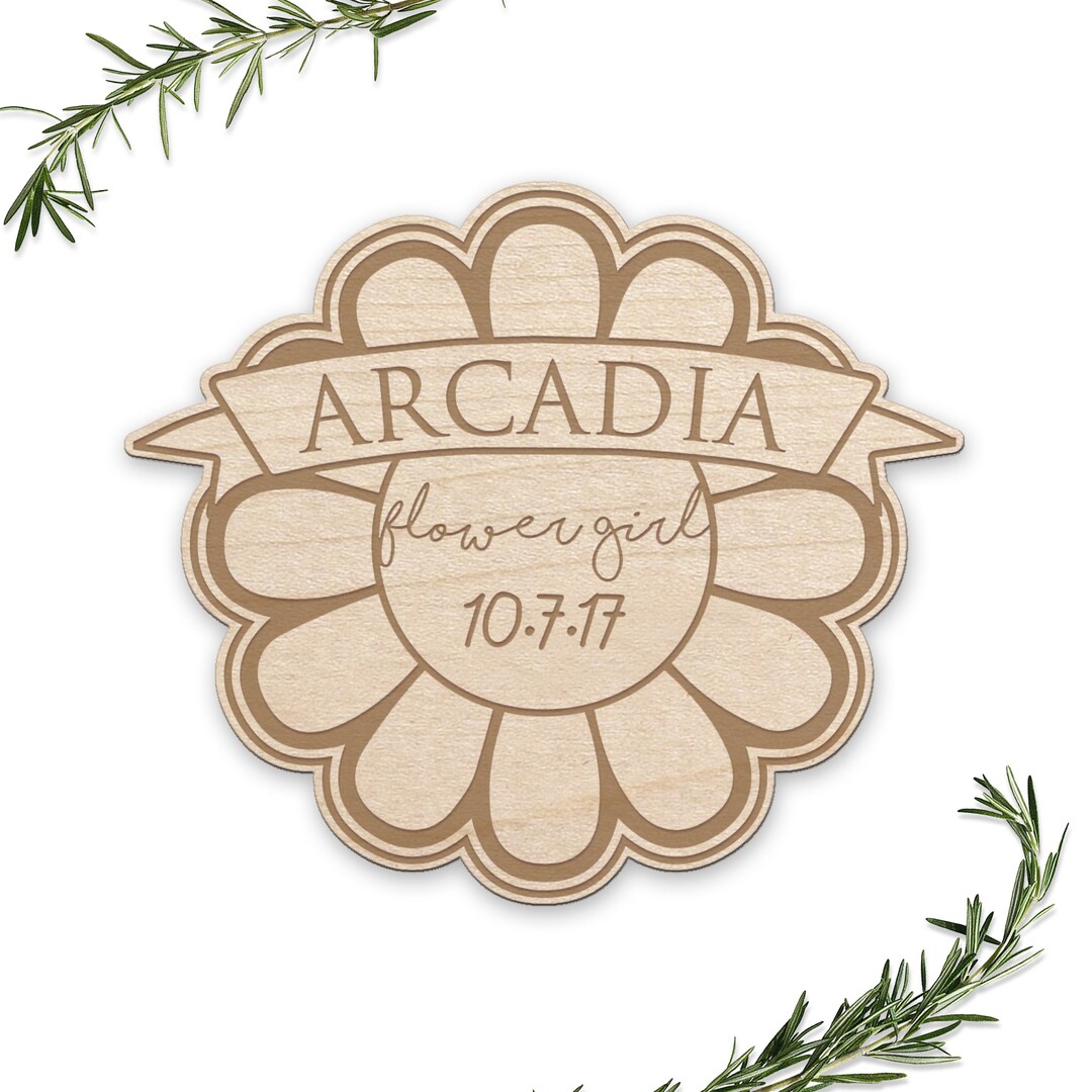 Flower Girl Badge, Wood Wedding Badge, Petal Patrol Badge, Flower Girl ...