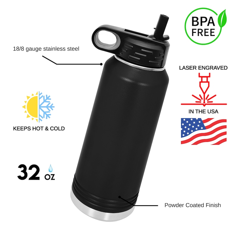 Custom Engraved Water Bottles With Your Logo or Image Laser - Etsy
