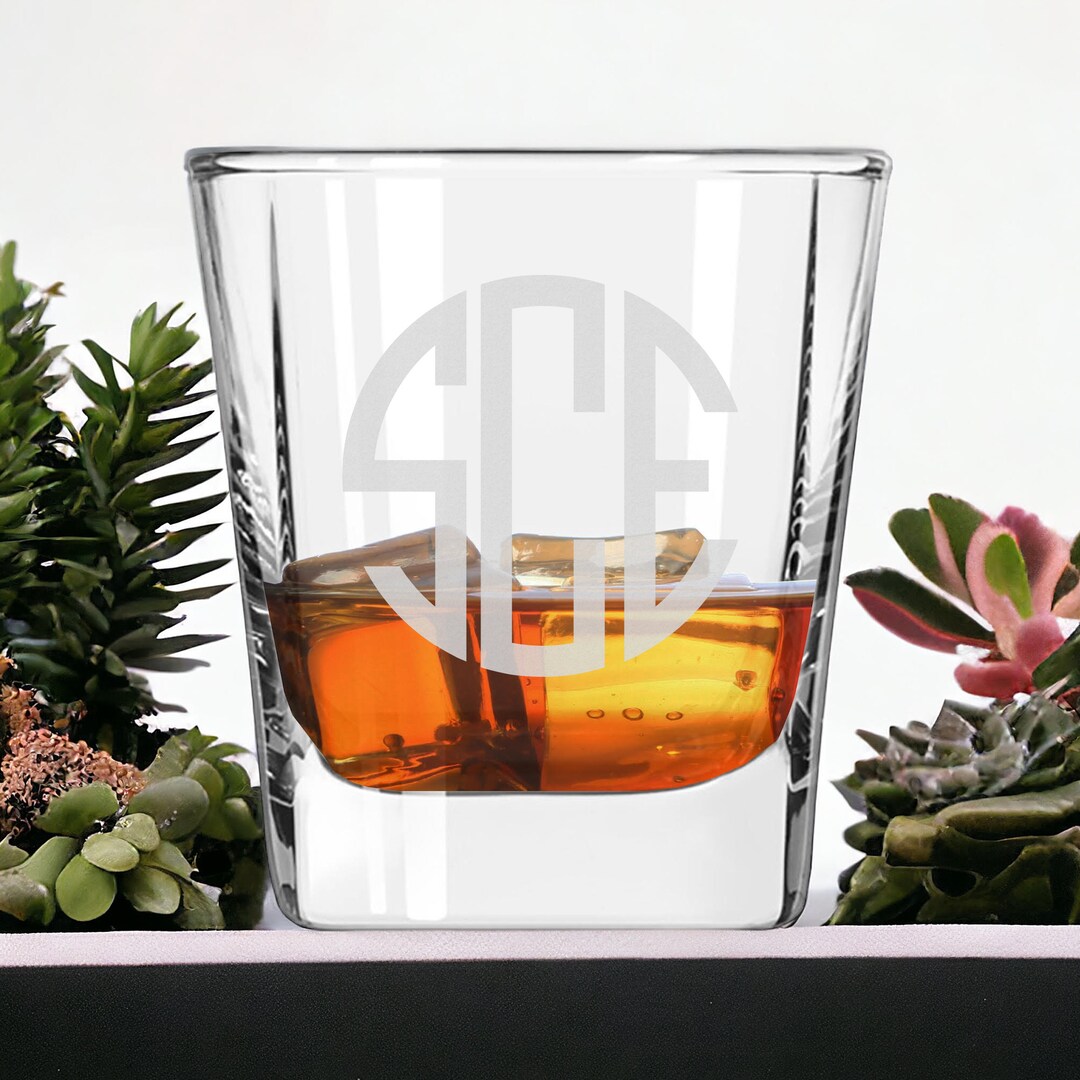 Personalized Monogram Engraved Whiskey Glass – Custom Etched Glassware ...
