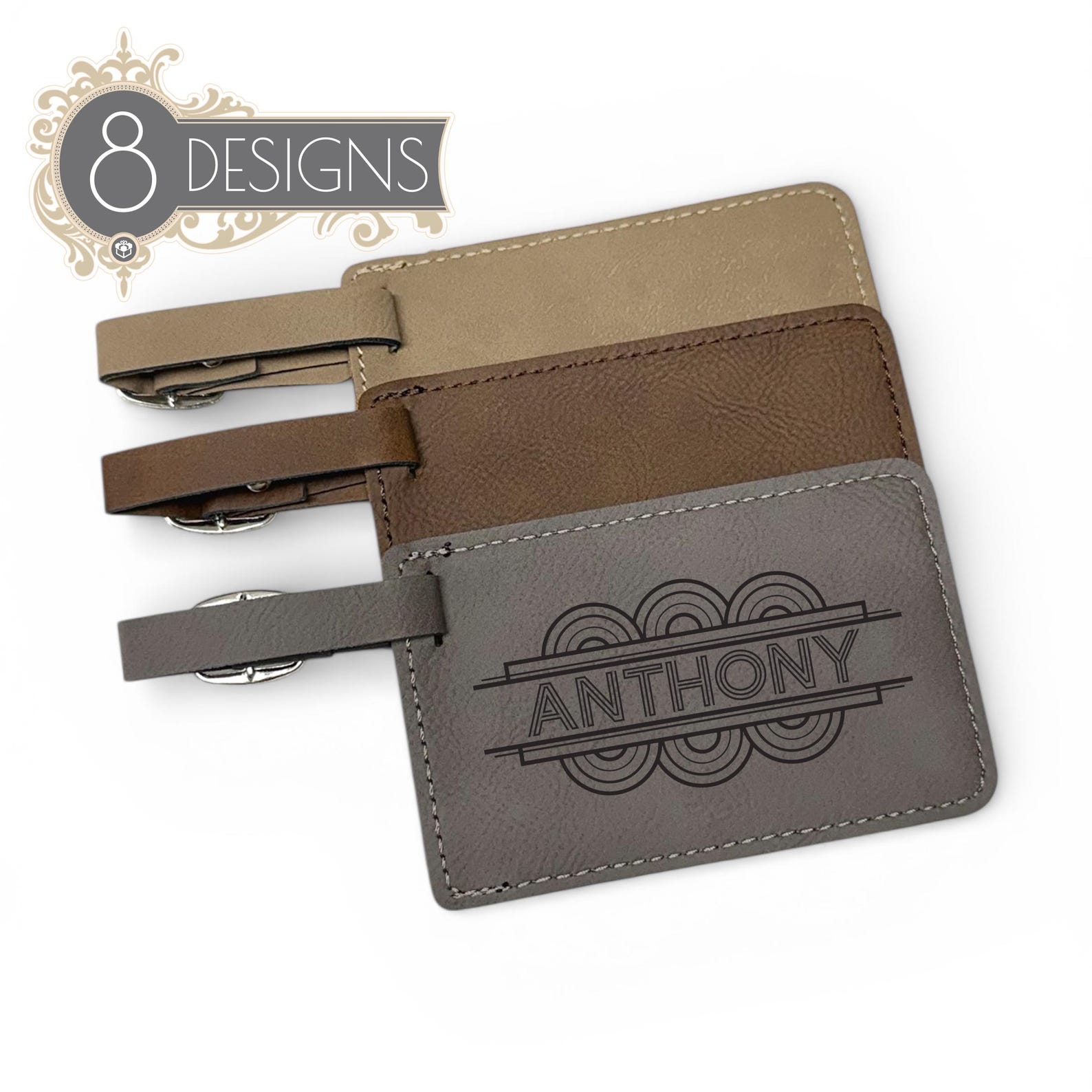 Personalized Modern Luggage Tag, Custom Travel Tag, Leather Luggage ...