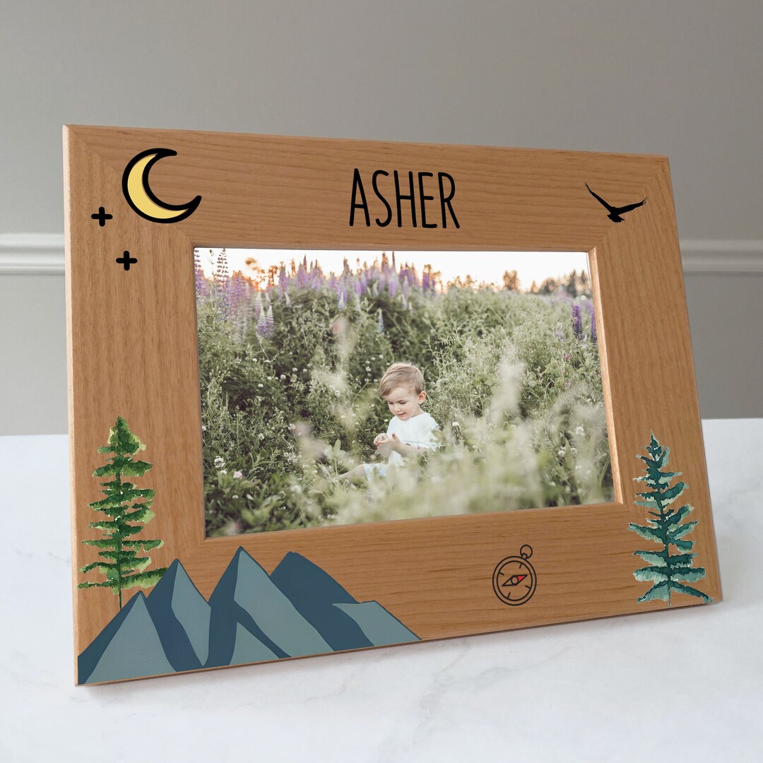 Outdoor Mountains Picture Frame Personalized, Kids Picture Frame, Baby ...