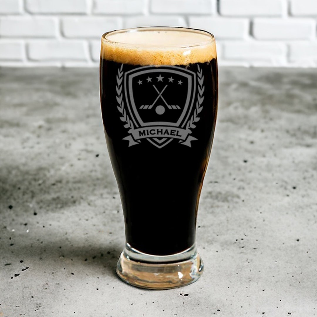 Personalized Hockey Beer Glass, Pilsner Glass / Laser Engraved 19 Oz ...