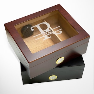 Engraved Cigar Humidor Glasstop, Personalized Cigar Box, Cherry or ...