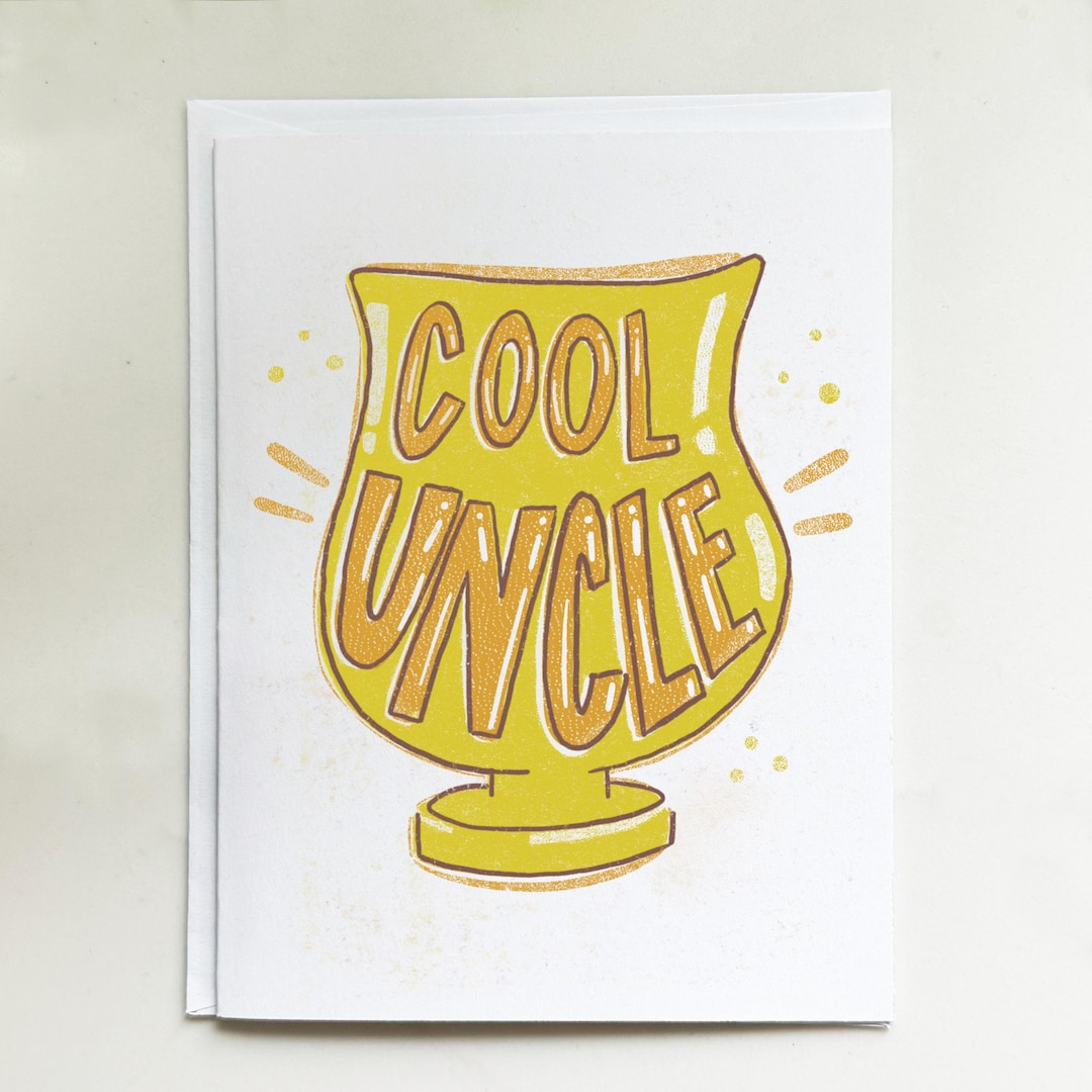 Uncle Greeting Card – Father Figure Card With Gold Trophy Illustration ...