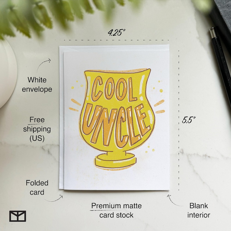 Uncle Greeting Card – Father Figure Card With Gold Trophy Illustration ...