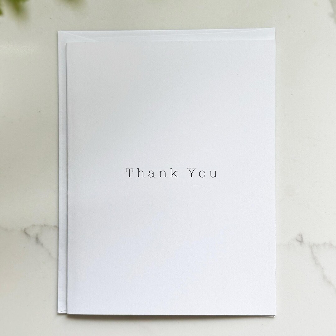 Simple Thank You Card With Blank Interior and Envelope - Etsy