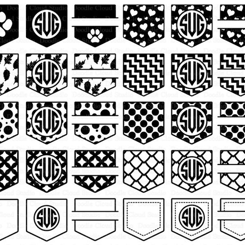 Pocket Patterns SVG Shirt Pocket Monogram SVG Files for - Etsy