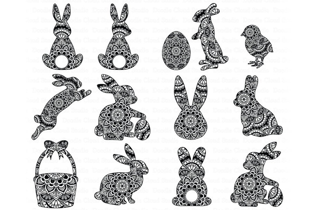 Easter Mandala SVG, Bunny Mandala, Egg Mandala, Basket Mandala, Chick ...