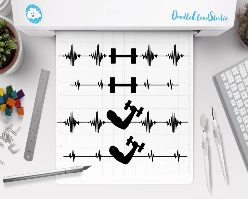Heartbeat Barbell SVG Cardiogram Muscle Svgheart Beat - Etsy