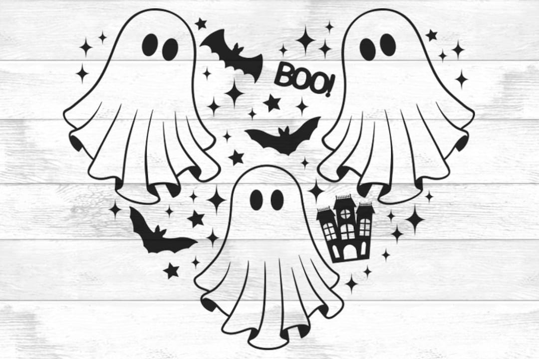 Ghost SVG PNG, Ghost Heart Halloween Svg, Cute Ghost Clipart, Ghost ...