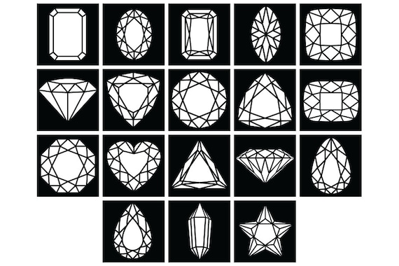Gems Stencil, Diamond Stencil, Gem SVG Digital Stencil, Digital Stencil ...