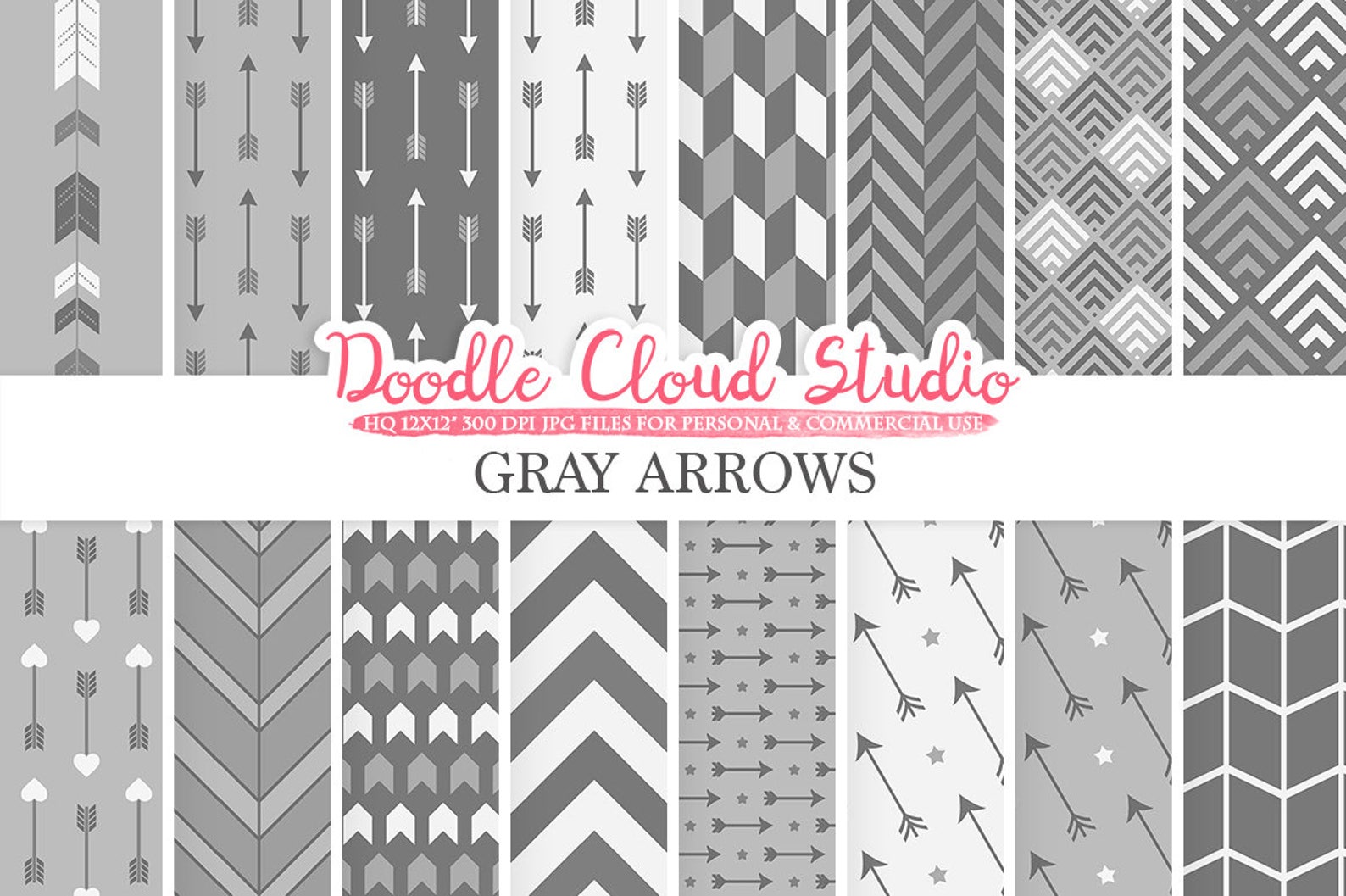 Gray Arrows Digital Paper Grey Arrow Patterns Tribal - Etsy
