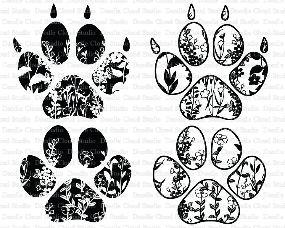Floral Pet Paw SVG Dog Svg Cat Svg Floral Pet Paw SVG for - Etsy