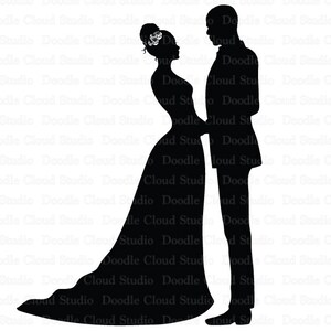 Bride and Groom SVG, Black Couple SVG Files for Silhouette Cameo and ...