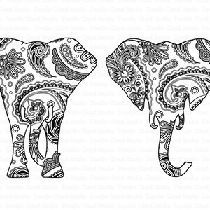 Elephant SVG, Elephant Head Mandala SVG Files for Silhouette Cameo and ...
