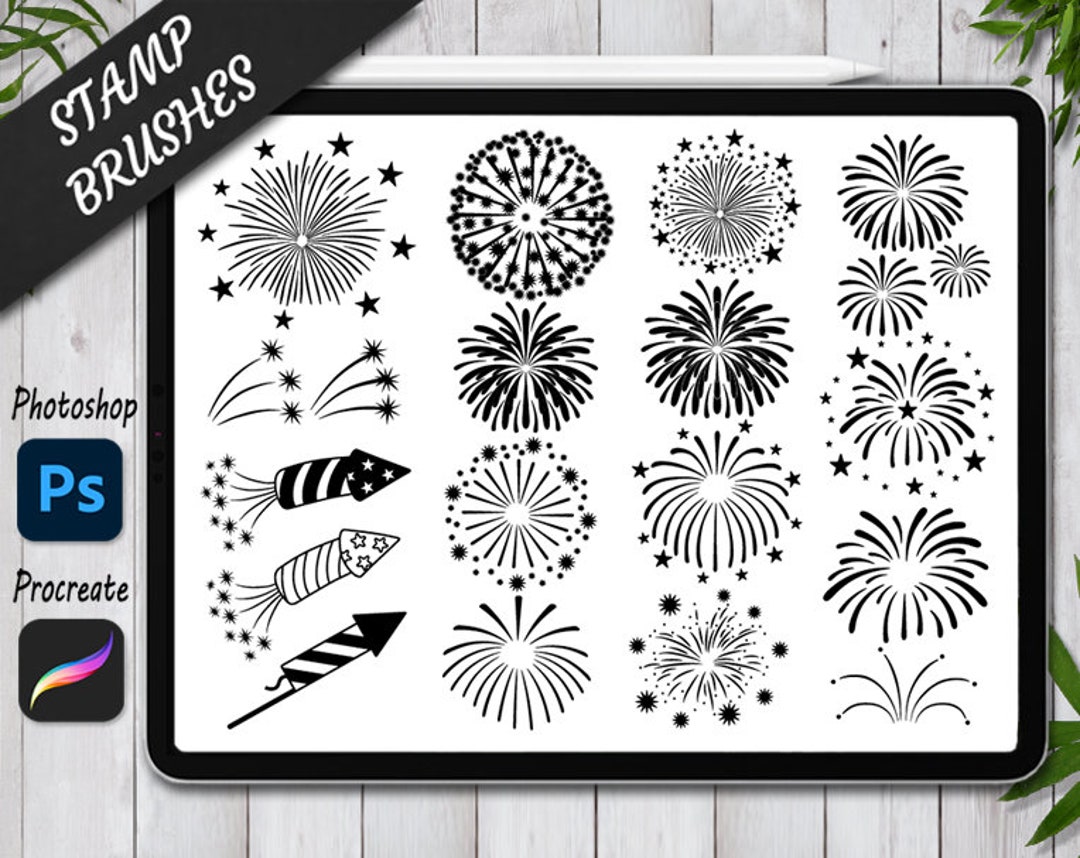 Fireworks Stamps Brushes for Procreate and Photoshop. Procreate Stamp ...