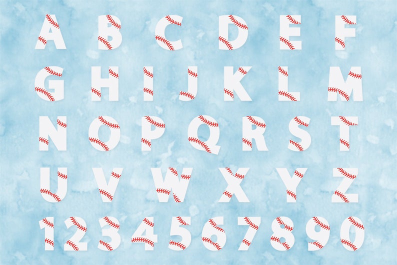 Baseball Alphabet & Numbers SVG Files for Silhouette and | Etsy