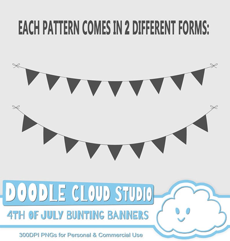 4th of July Bunting Banners Clipart Patriotic Flags Stars & - Etsy