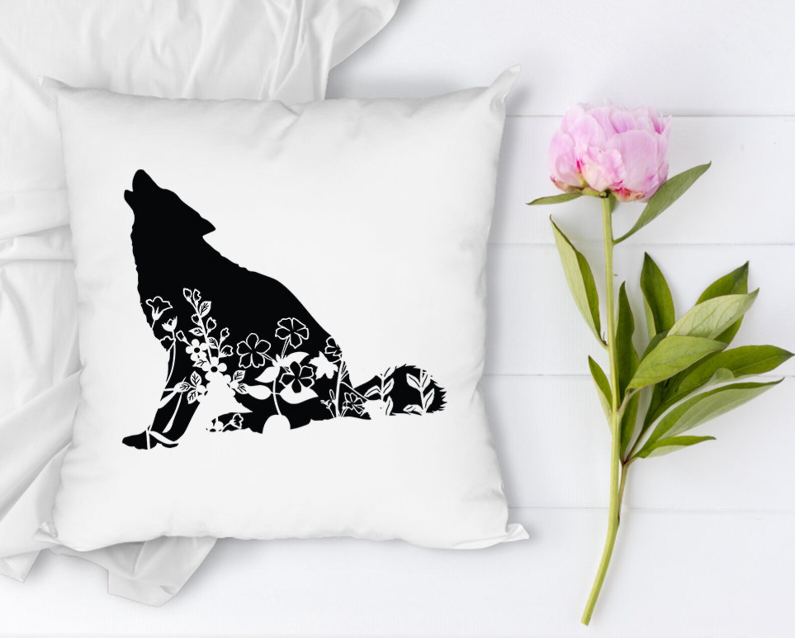 Floral Wolf SVG Flower Wolf SVG Files for Silhouette Cameo & - Etsy