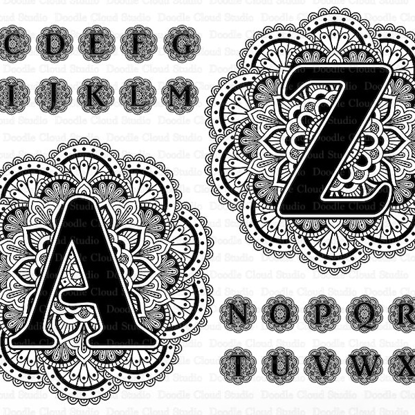 Mandala Letters Svg - Etsy