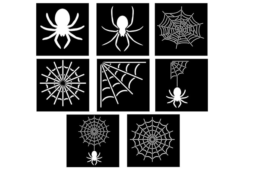 Spiders Stencil, Spider Web Stencil, Spiders and Spider Web SVG Digital ...