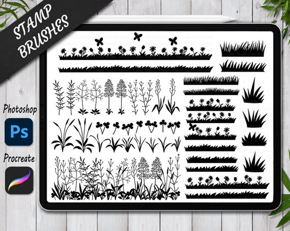 Grass Stamps Brushes for Procreate and Photoshop. Procreate Stamp and ...